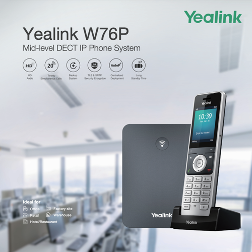 טלפון IP אלחוטי לעסקים ילינק Yealink W76P Wireless IP DECT Phone System ...